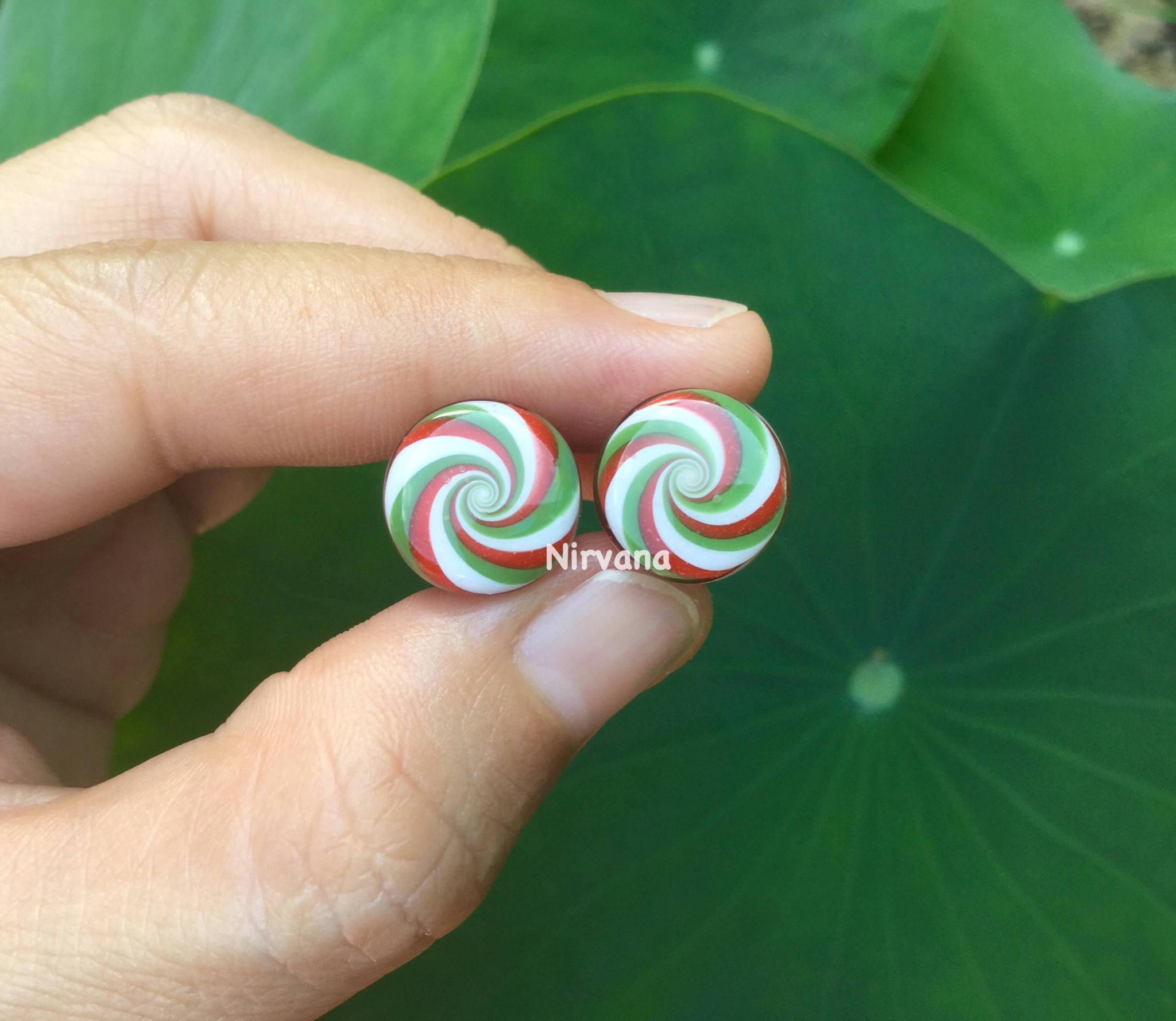 1 Pair 2 Pieces Holiday Red/Green/White Striped Peppermint | Etsy