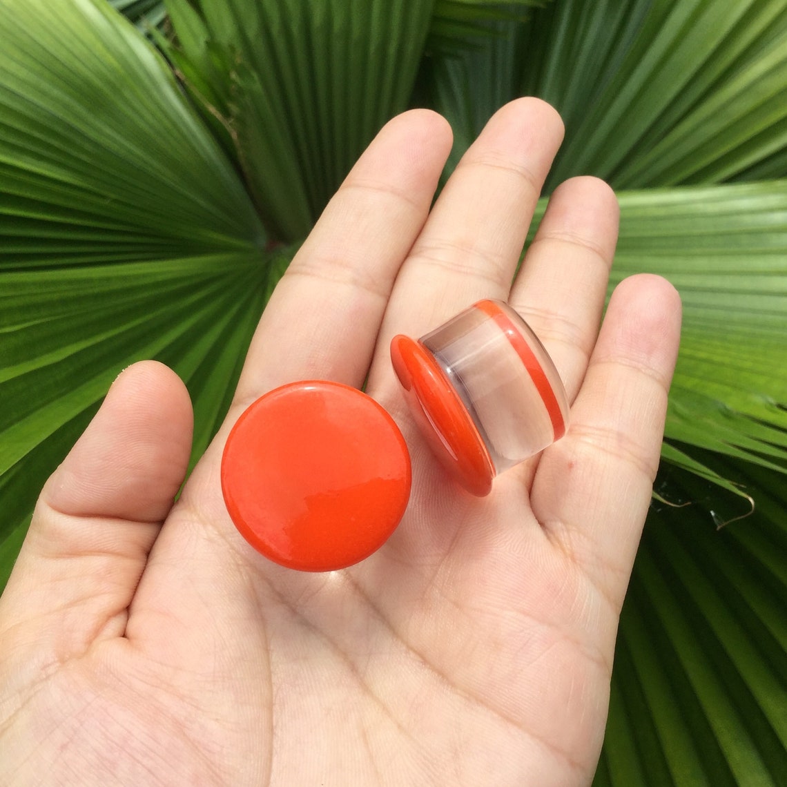 1 Pair (2 Pieces) Orange Color Front Glass Plugs - Etsy
