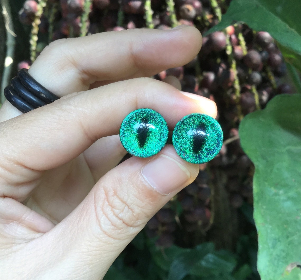 1 Pair 2 Pieces Dichroic Green Cat Eye Plugs Pyrex Glass - Etsy Canada