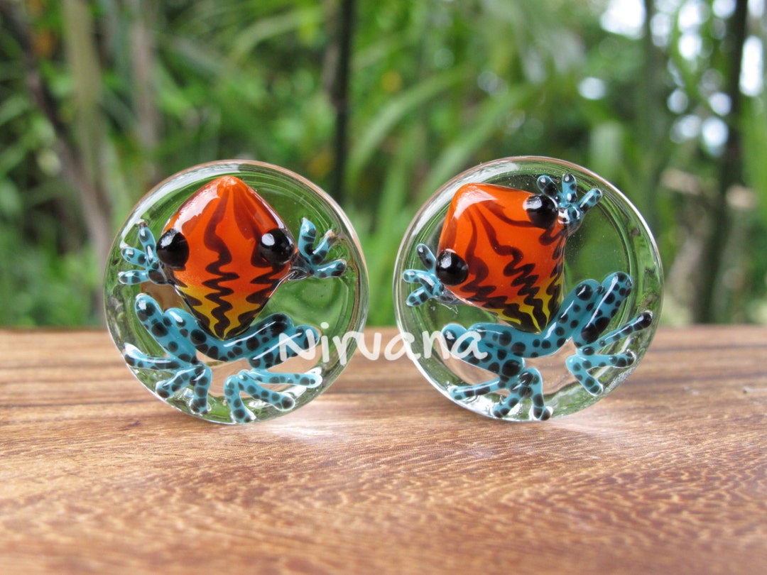 1 Pair (2 Pieces) Sunburst Poison Glass Tree Frog Plugs - Etsy