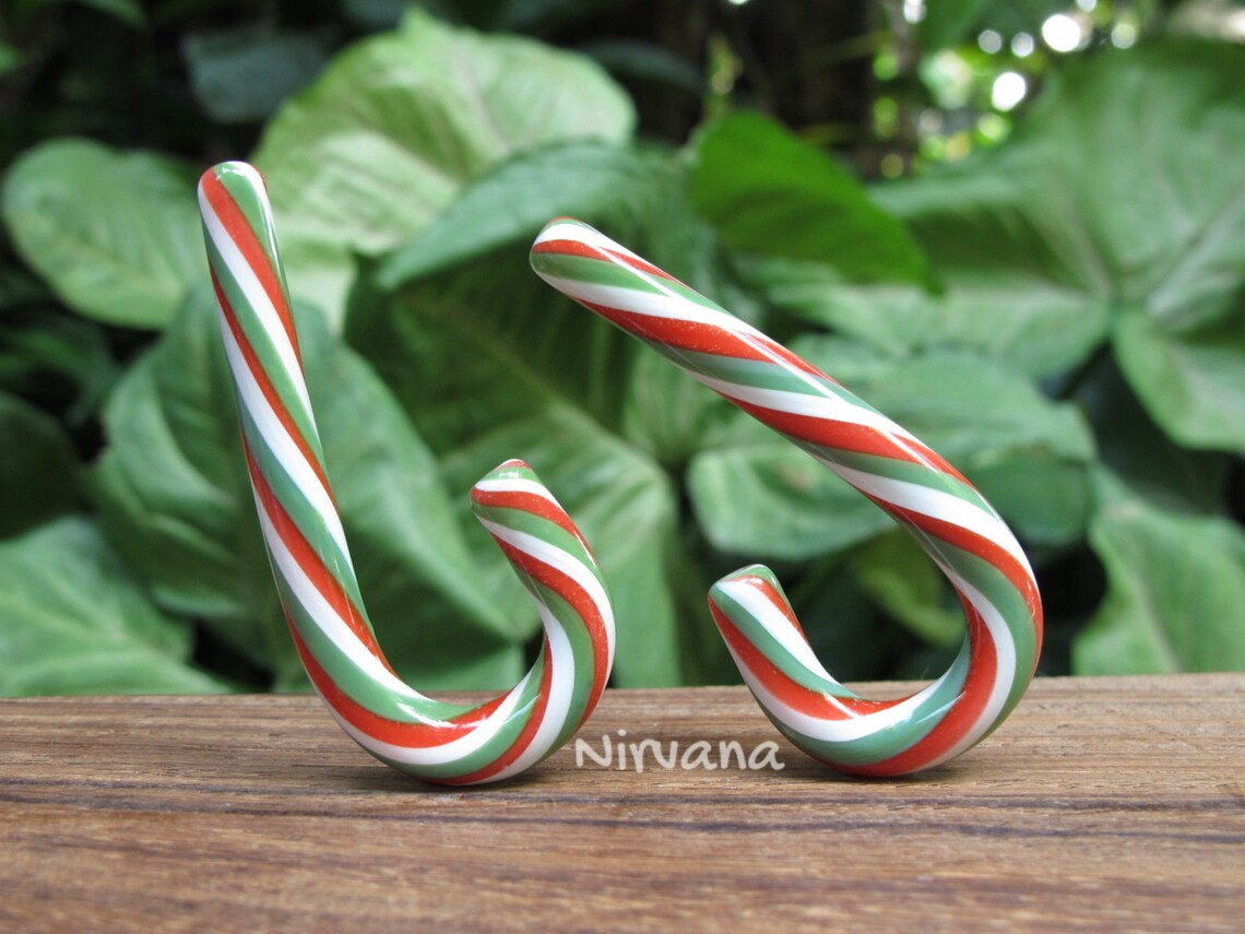 1 Pair 2 Pieces Mixed Pair Glass Holiday Peppermint Candy - Etsy