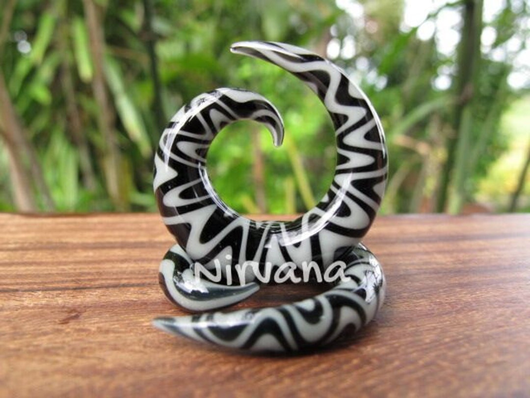 1 Pair (2 Pieces) Black & Mint Snake Spirals Glass - Etsy