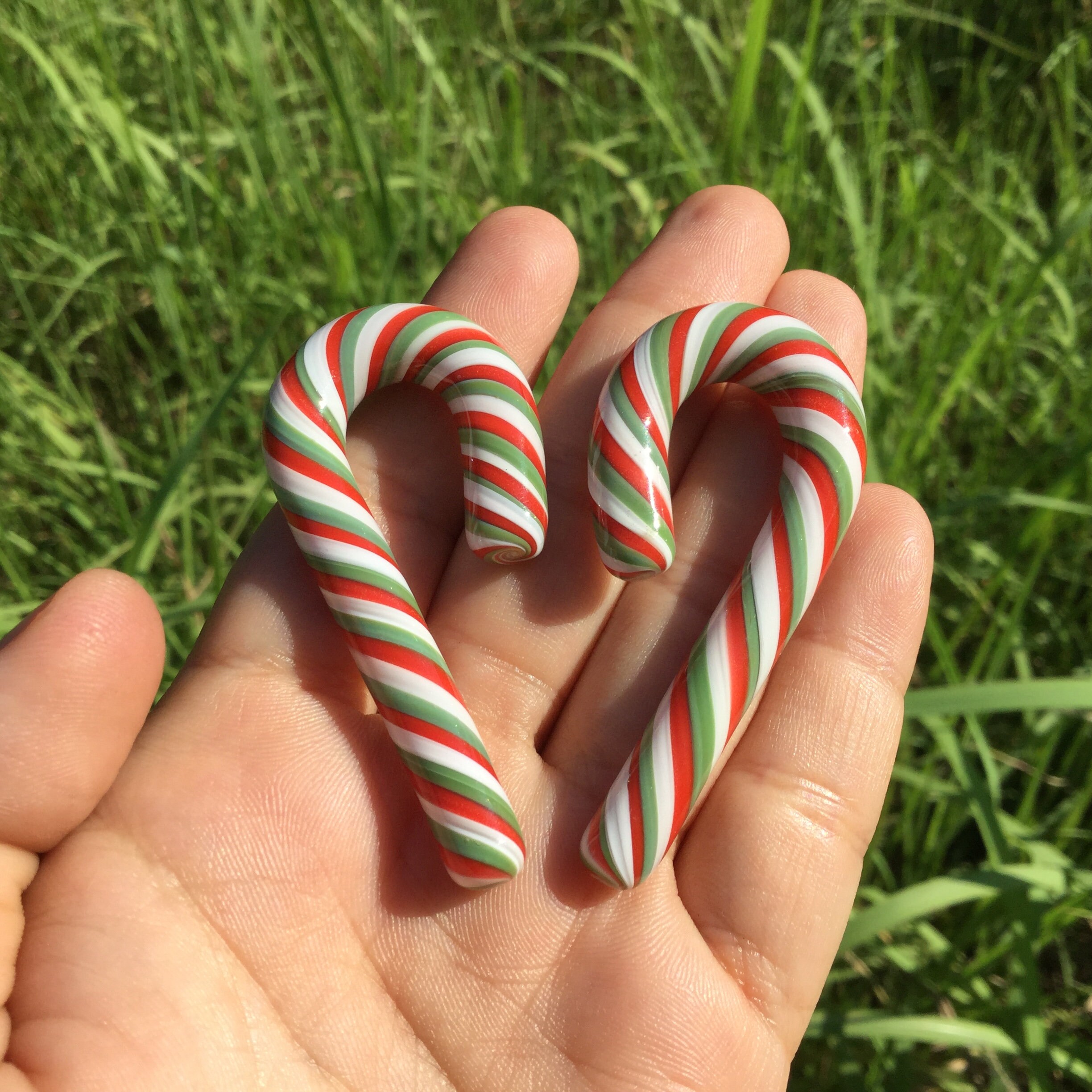 1 Pair 2 Pieces Red Green & White Glass Peppermint Candy - Etsy.de