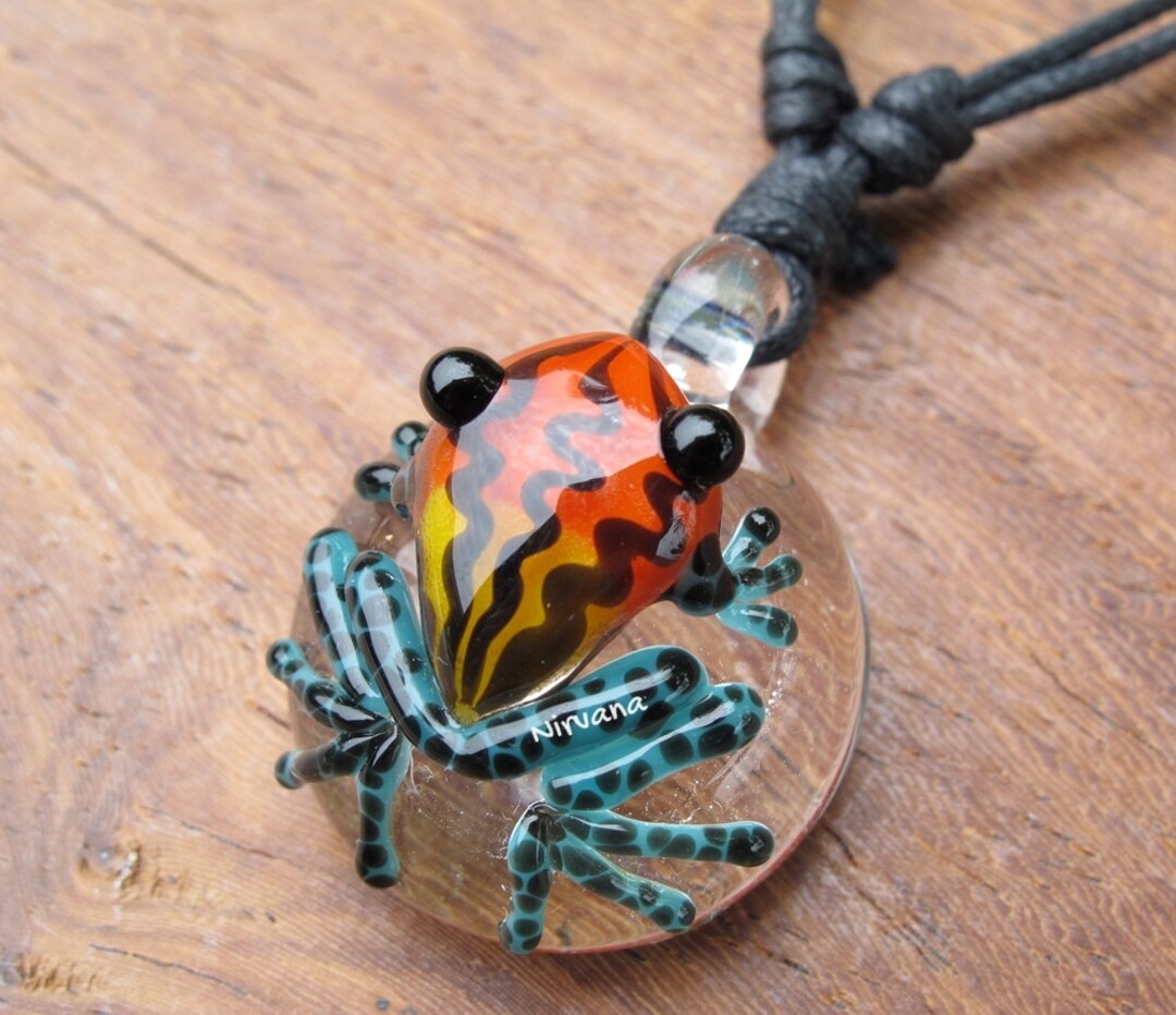 1 Piece - Custom Made Sunburst Poison Tree Frog Glass Pendant Critters ...
