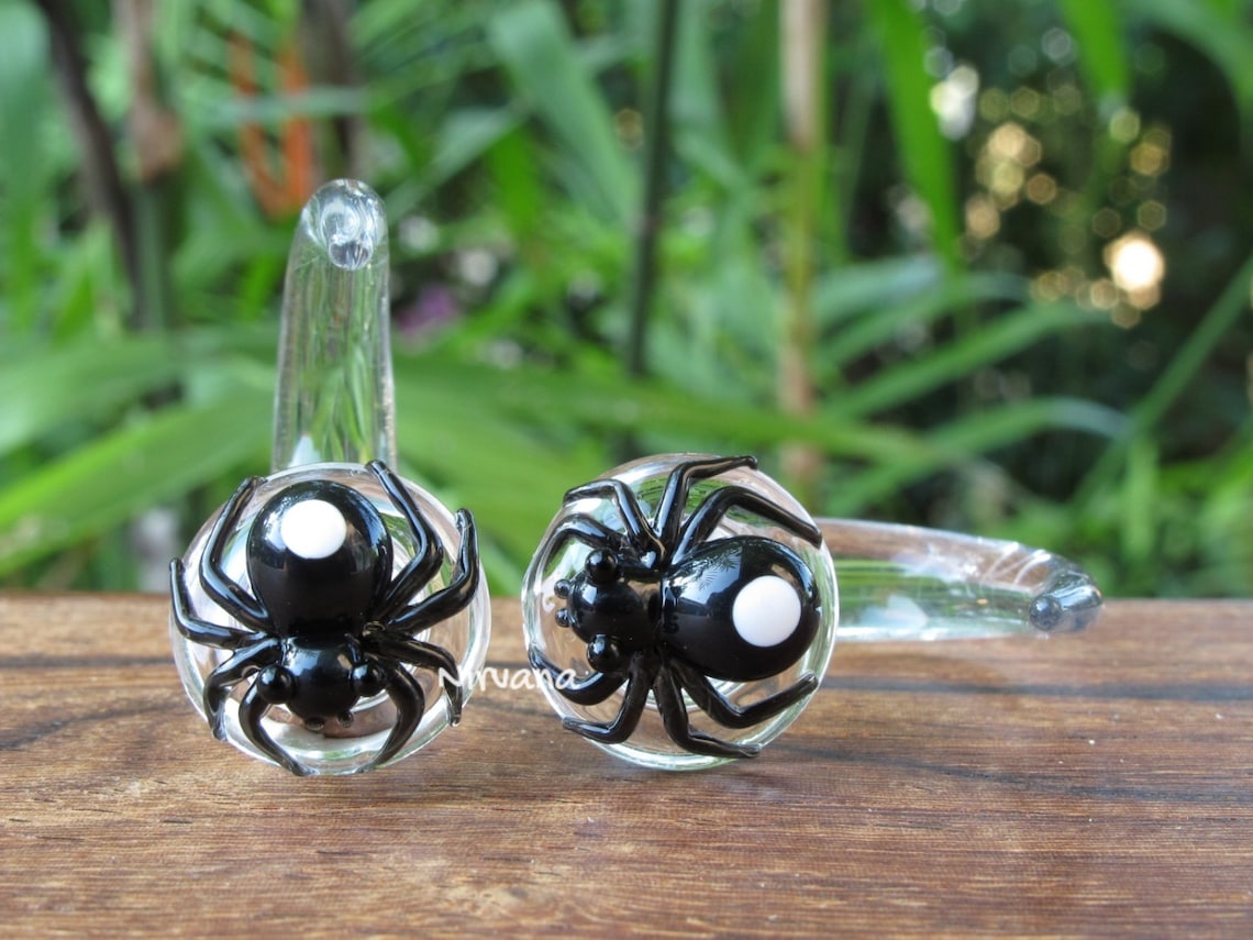 Black Widow Spider With White Spots Glass Claws 4g 2g 0g 00g | Etsy