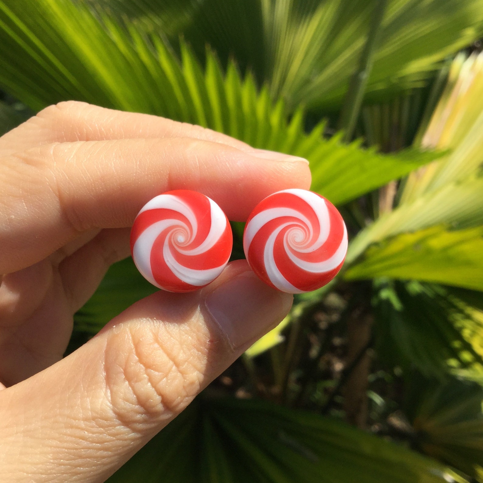 1 Pair 2 Pieces Holiday Red & White Striped Peppermint Candy - Etsy UK