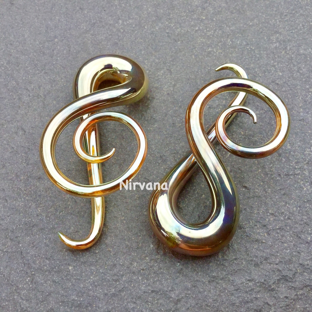 1 Pair (2 Pieces) Silver/gold G Clef Music Ear Shapes Spirals - Etsy ...