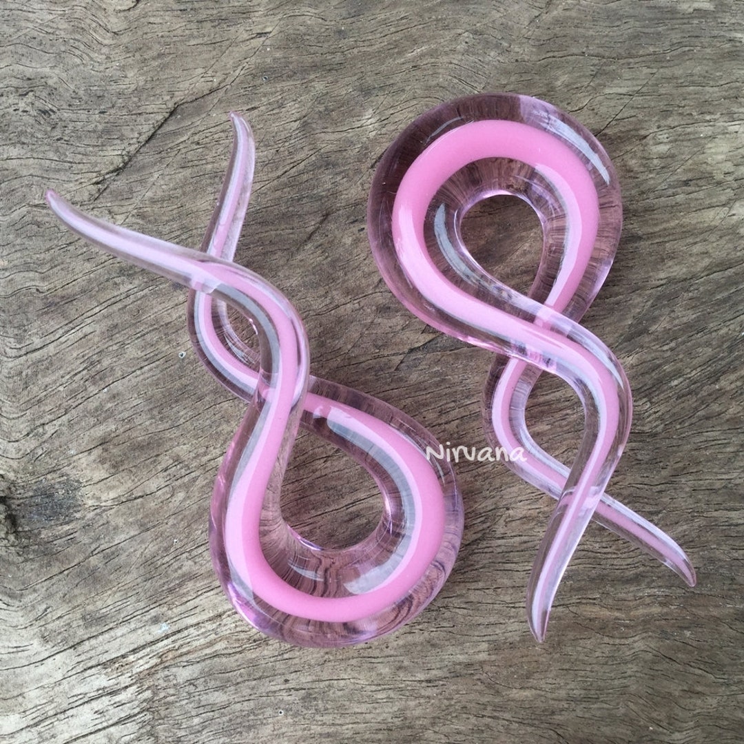 1 Pair (2 Pieces) Encased Pink in Translucent Pink Double Twists - Etsy