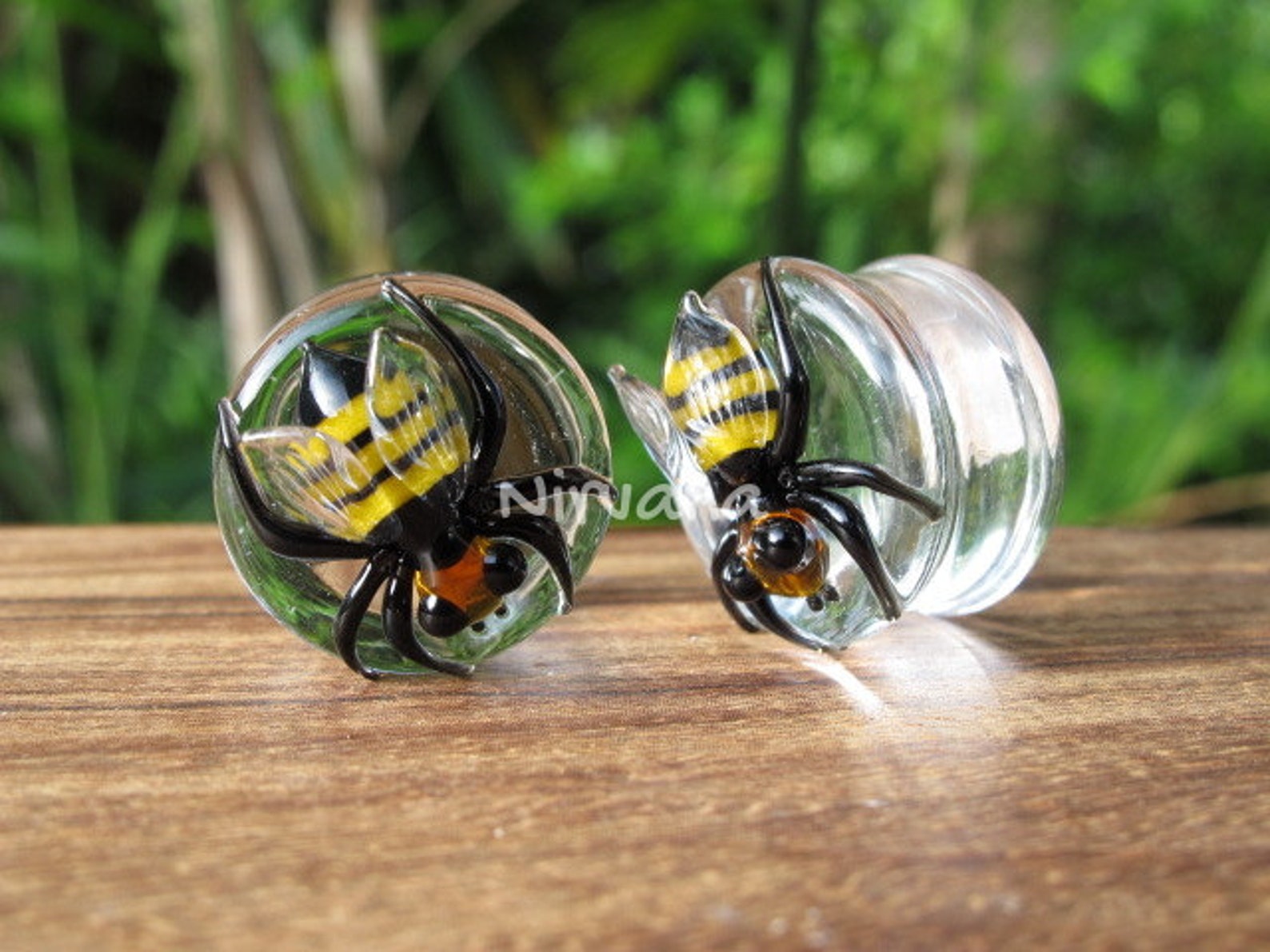 1 Pair 2 Pieces Pyrex Glass Honey Bee Plugs One Pair Gauges - Etsy