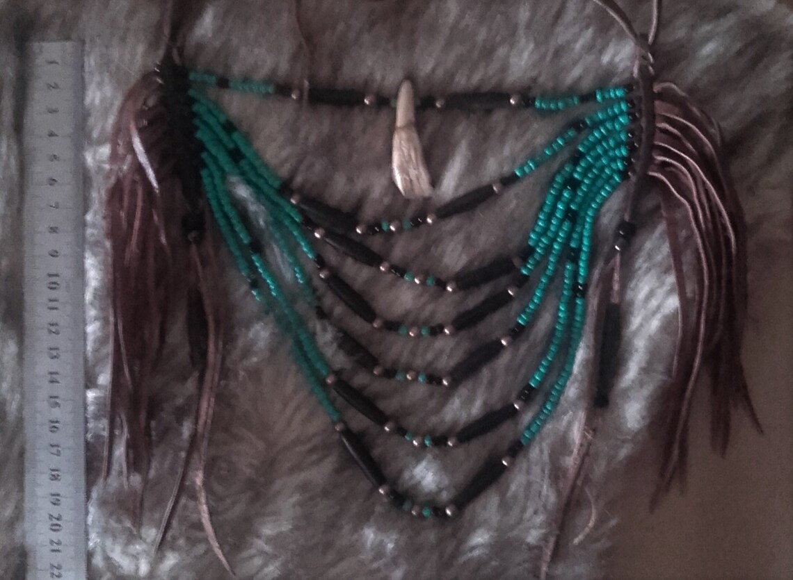 Crow loop style necklace black horn 7 rows ref: N 9 | Etsy