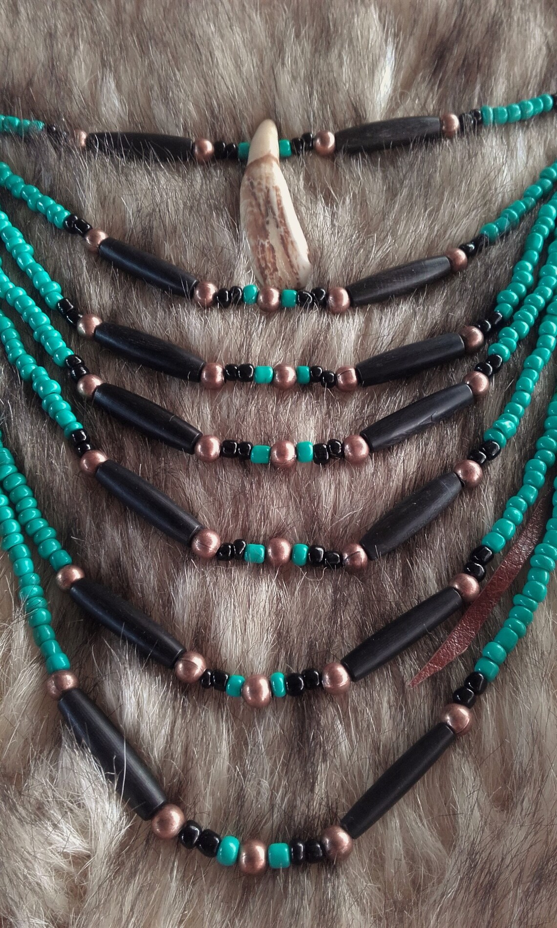Crow Loop Style Necklace Black Horn 7 Rows Ref: N 9 - Etsy