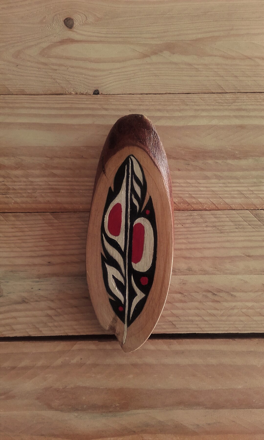 Haïda Feather - Painting on Wood - Ref: Haïda Feather 2 - Etsy