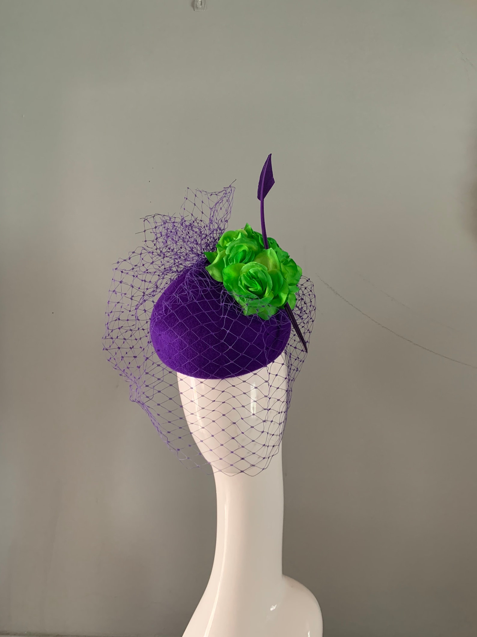 Vintage Teardrop Purple Wool Felt Hat Embellished With Lime - Etsy