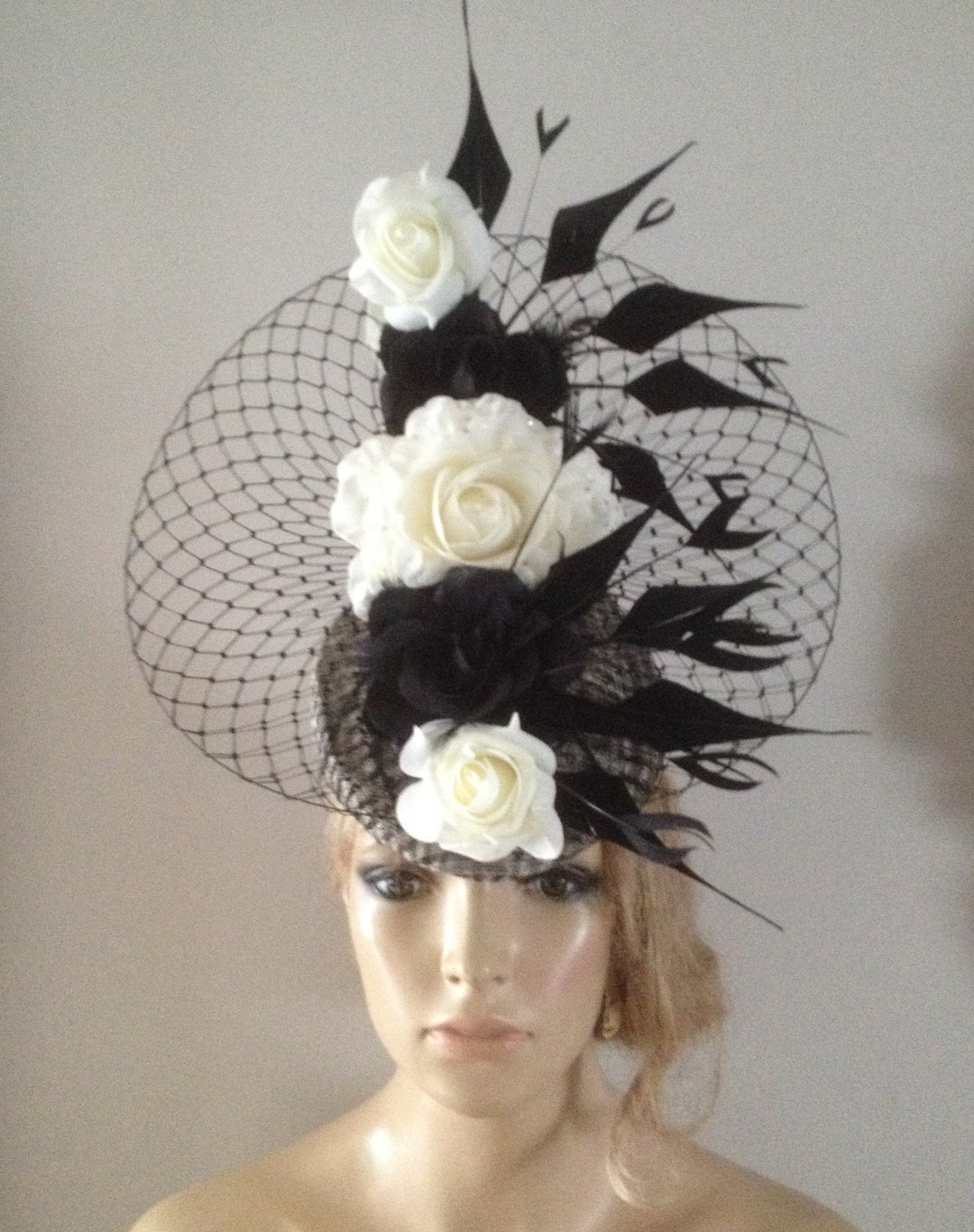 Dogtooth Sinamay Beret Hat: Veiled Halo, Hand-cut Feathers & Silken ...