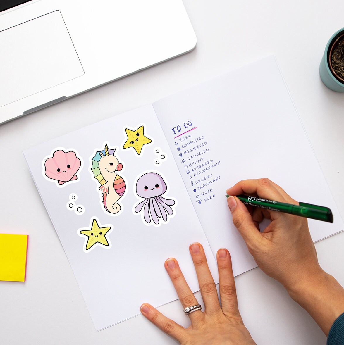 Cute Sea Creatures Vinyl Stickers. Pack of 5 Kawaii Stickers. - Etsy UK