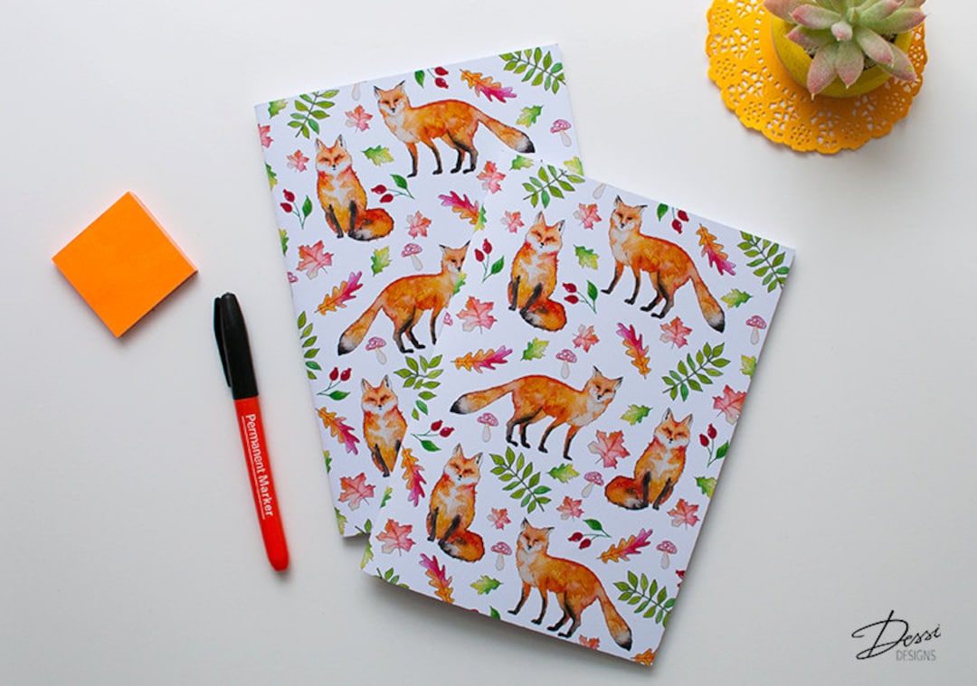 Foxes Notebook With 40 Blank Pages - Etsy