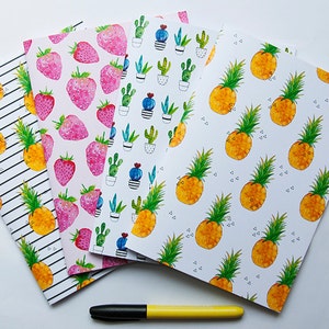 Watercolour Strawberries Print Notebook With 40 Blank Pages - Etsy