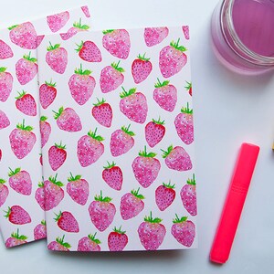 Watercolour Strawberries Print Notebook With 40 Blank Pages - Etsy