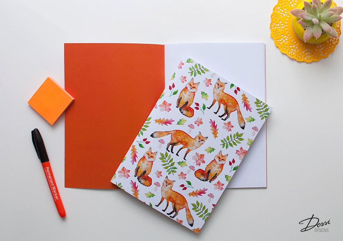 Foxes Notebook With 40 Blank Pages - Etsy