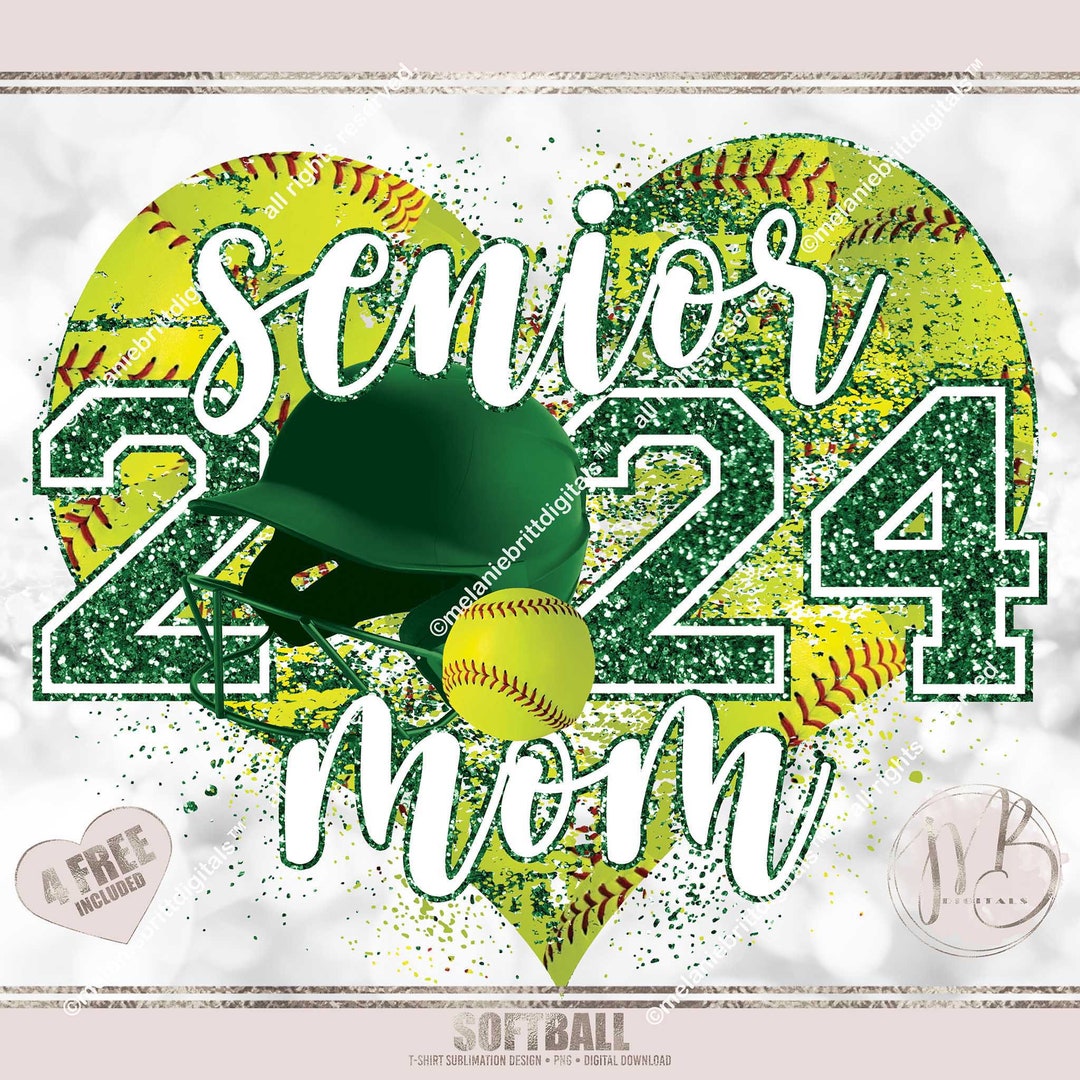Softball Senior 2024 MOM T-Shirt Design Sublimation PNG Download ...