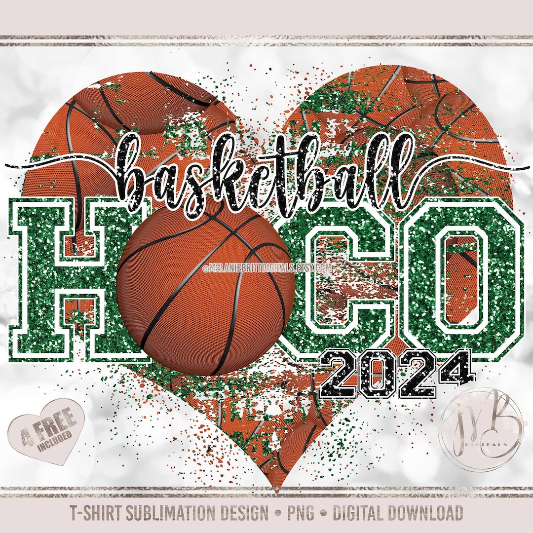 Basketball HOCO 2024 Heart Sublimation T-Shirt Design PNG Download ...