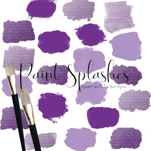 Purple watercolor splash clipart graphics Glitter paint | Etsy