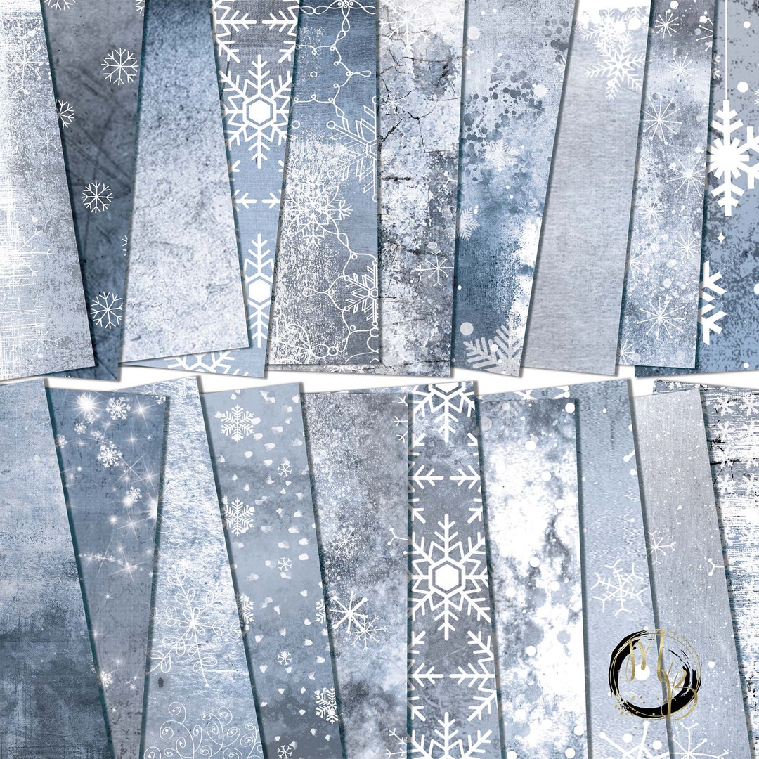Winter Blue Snowflake Grunge Scrapbook Paper Download Distressed ...