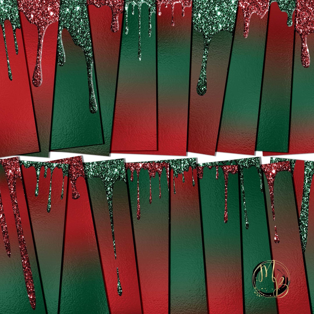 Christmas Dripping Glitter Scrapbook Paper Download Dark Red & Green ...