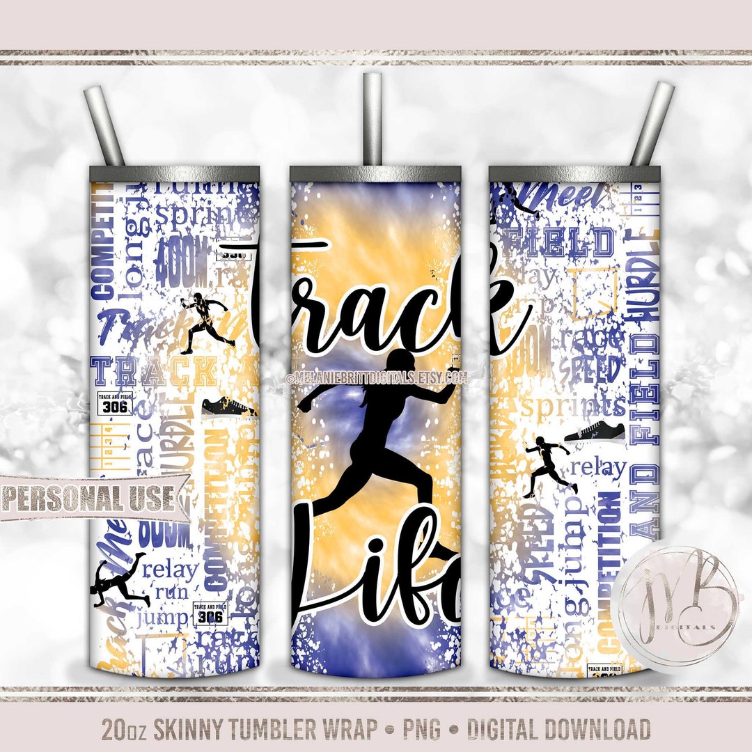 Girl Track Life 20oz Skinny Tumbler Wrap Sublimation Design • Blue and ...
