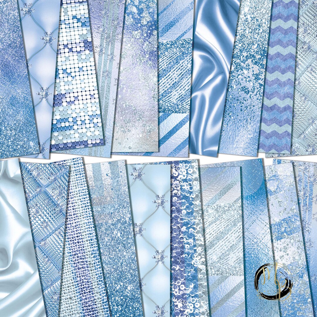 Luxury Winter Blues Scrapbook Paper Download Diamond Snowflakes ...
