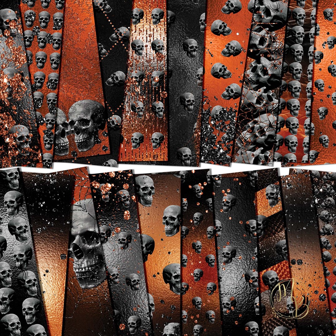 Glam Halloween Skulls Scrapbook Paper Download Sparkling Glitter and ...