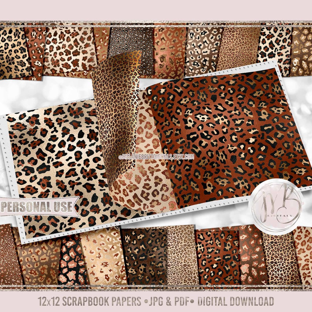 Cappuccino Leopard Scrapbook Paper Download • Shimmering Foil Leopard ...