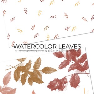 Watercolor Leaves Digital Paper Fall Autumn Pattern Paper | Etsy