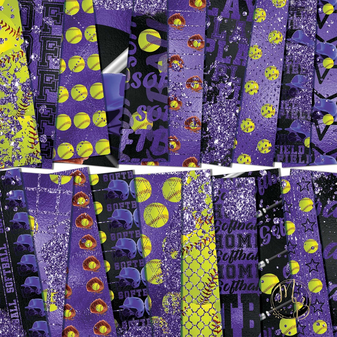 Purple Glam Softball Digital Paper Download for Scrapbooking - Etsy
