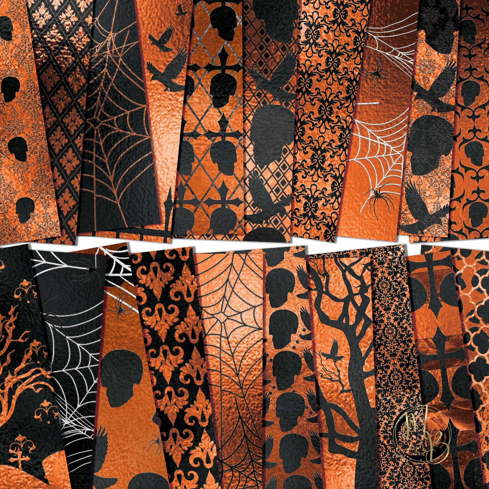 Gothic Halloween Digital Paper Download Orange and Black Goth - Etsy