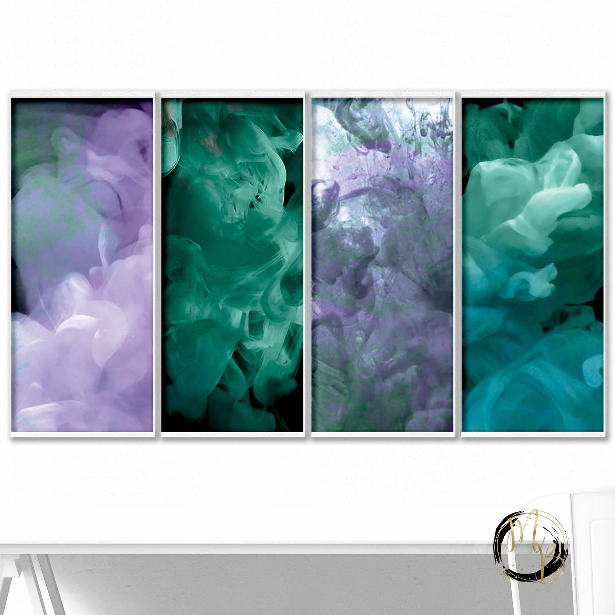 Emerald & Purple Smoke Digital Paper Download with various smoke ...