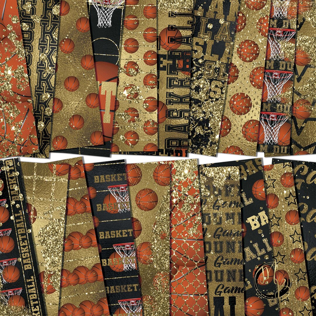 Glam Basketball Digital Paper Download Gold School Colors - Etsy