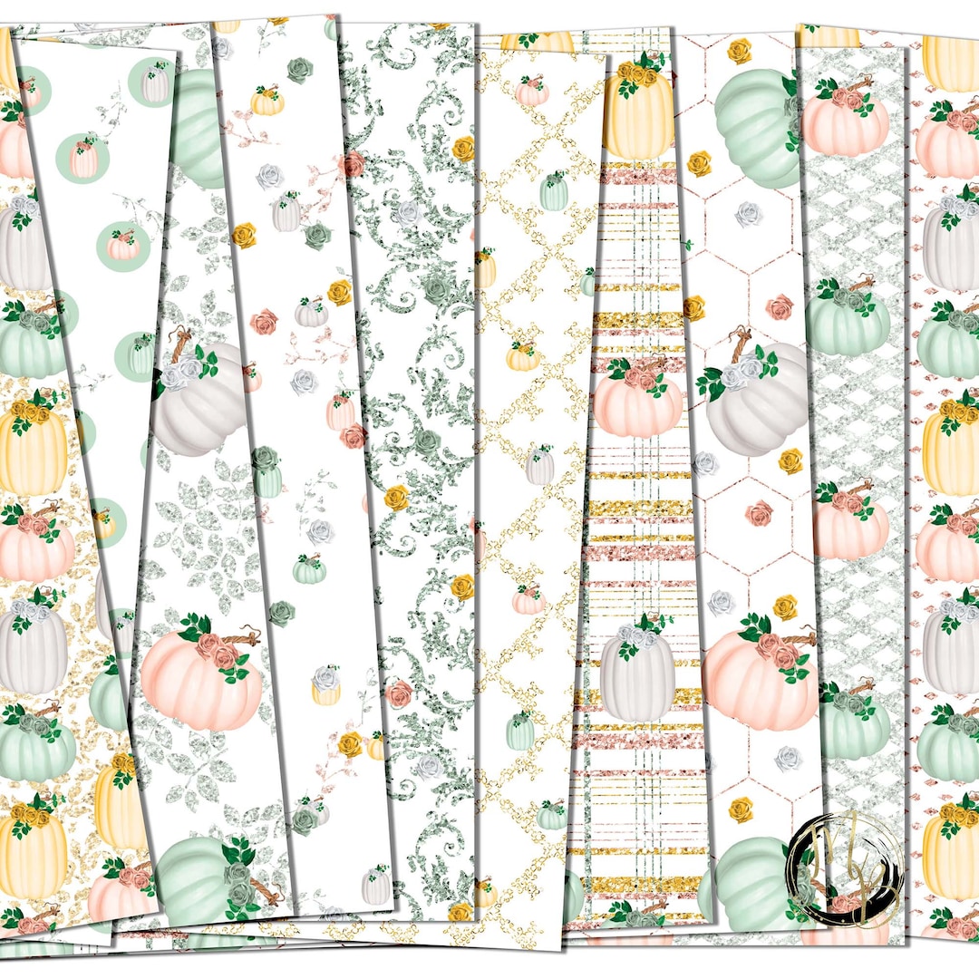 Cute Pumpkins Scrapbook Paper Download Pastel Pumpkins - Etsy