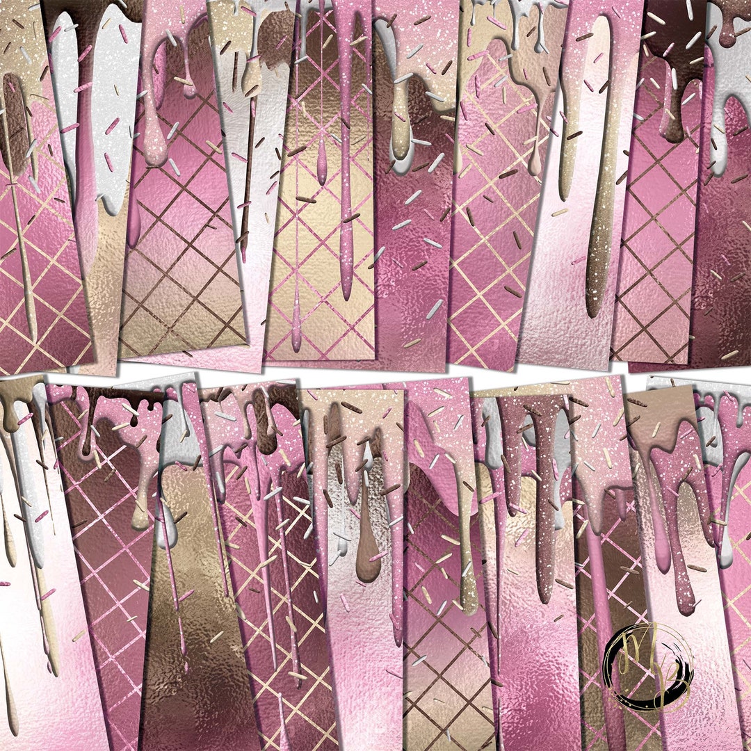 Neapolitan Drips Scrapbook Paper Download • Dripping Ice Cream Dessert ...