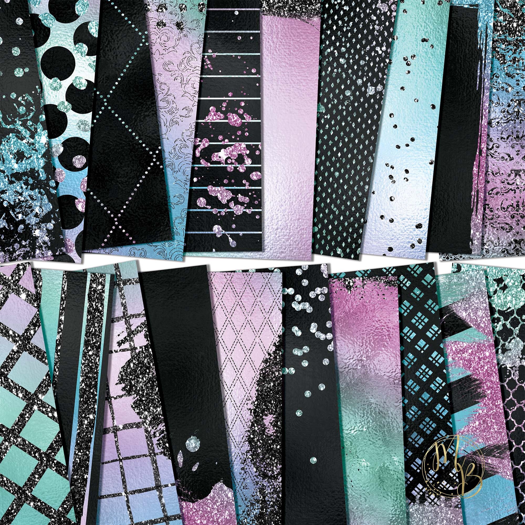 Paper, Party & Kids Craft Supplies & Tools Glam Black Digital Paper ...