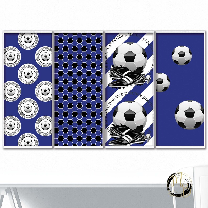 Soccer Digital Paper Download Royal Blue Black Soccer Ball | Etsy