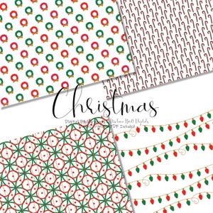 Christmas Digital Paper, Red & Green, Holiday Paper, Pattern Paper ...