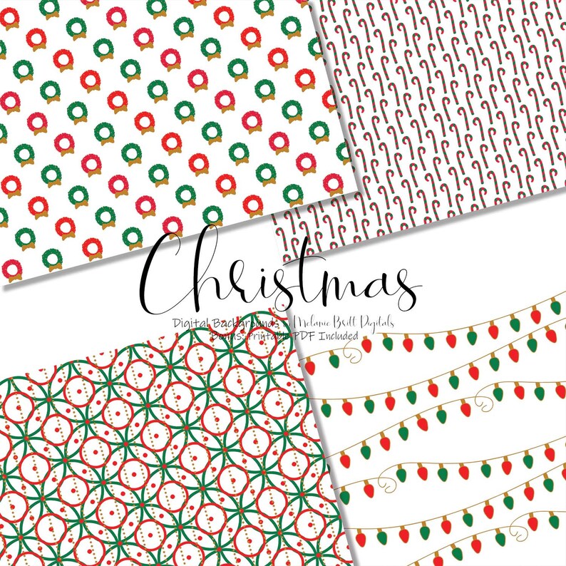 Christmas Digital Paper Red & Green Holiday Paper Pattern - Etsy