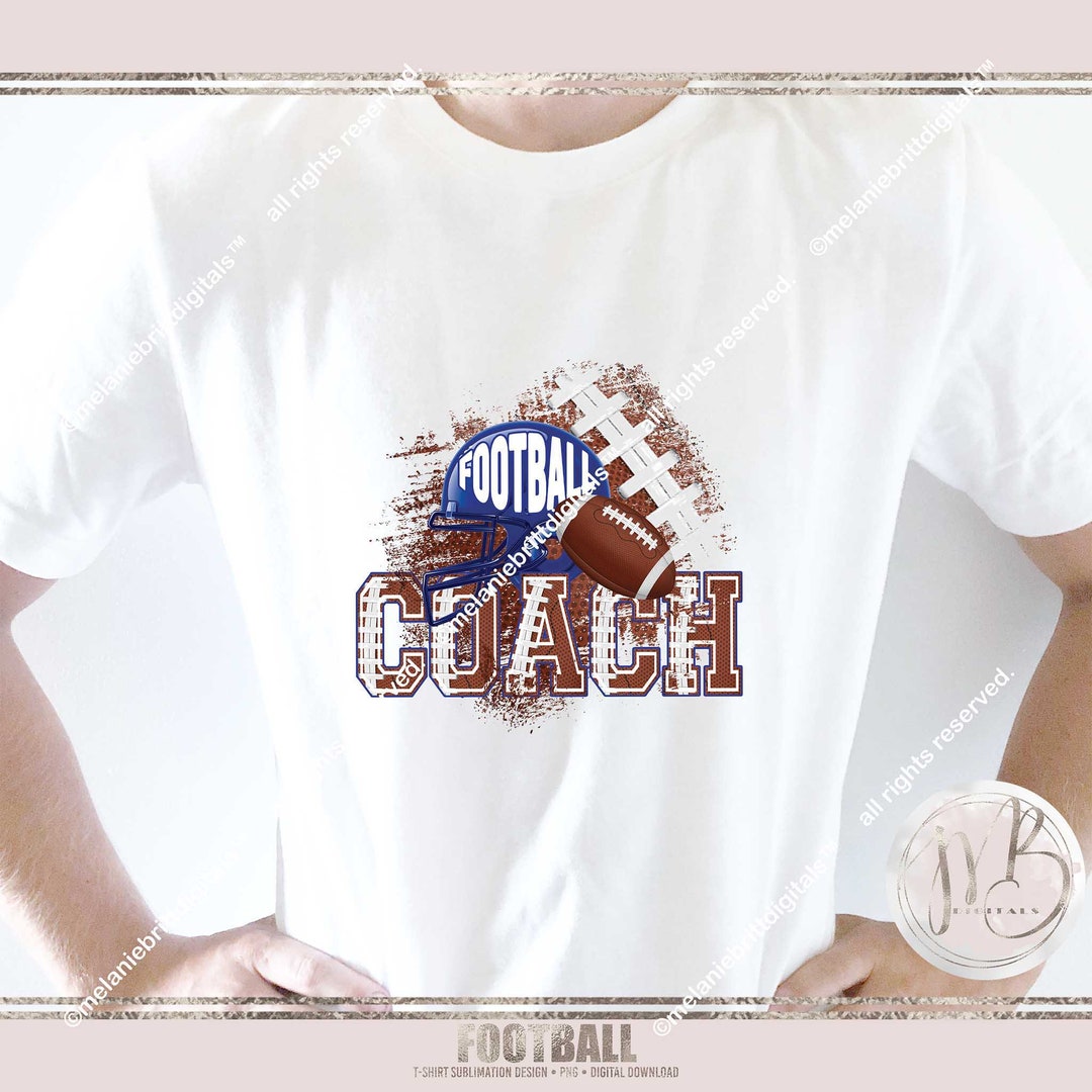 Football Coach T-shirt Sublimation Design Download Royal Blue Football ...