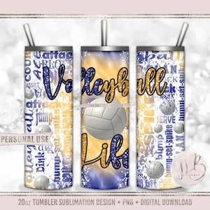 Glitter Volleyball Life 20oz Skinny Tumbler Wrap Sublimation Download ...
