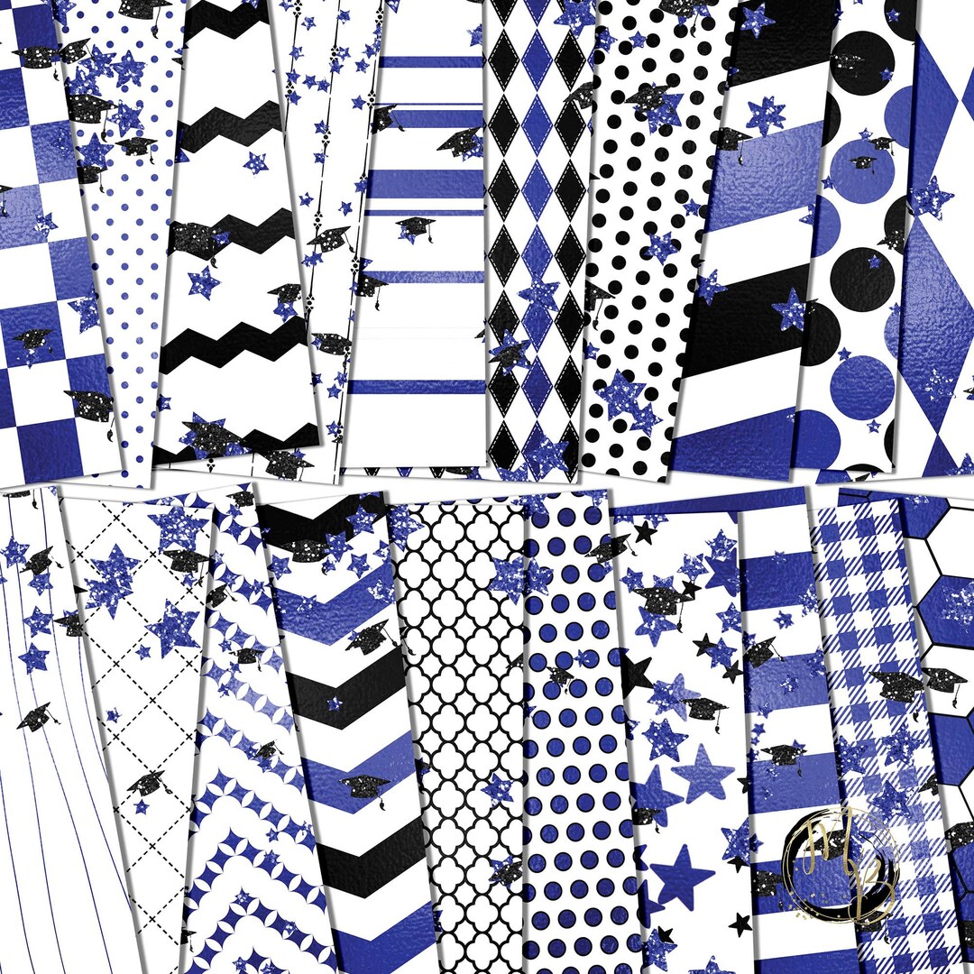 Royal Blue Graduation Scrapbook Paper Download Graduate Party Senior ...
