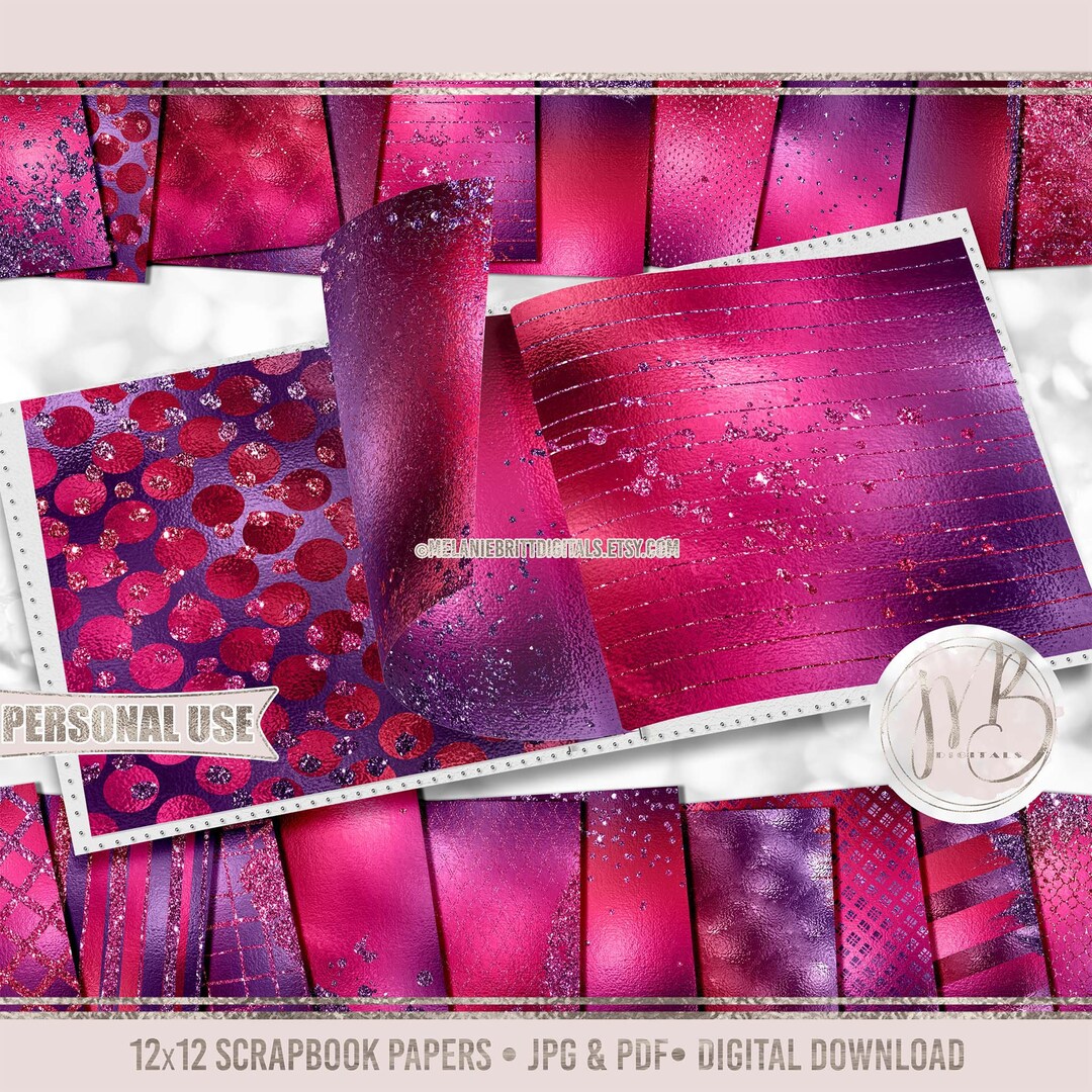Magenta and Purple Glam Scrapbook Paper Download Sparkling Glitter and ...
