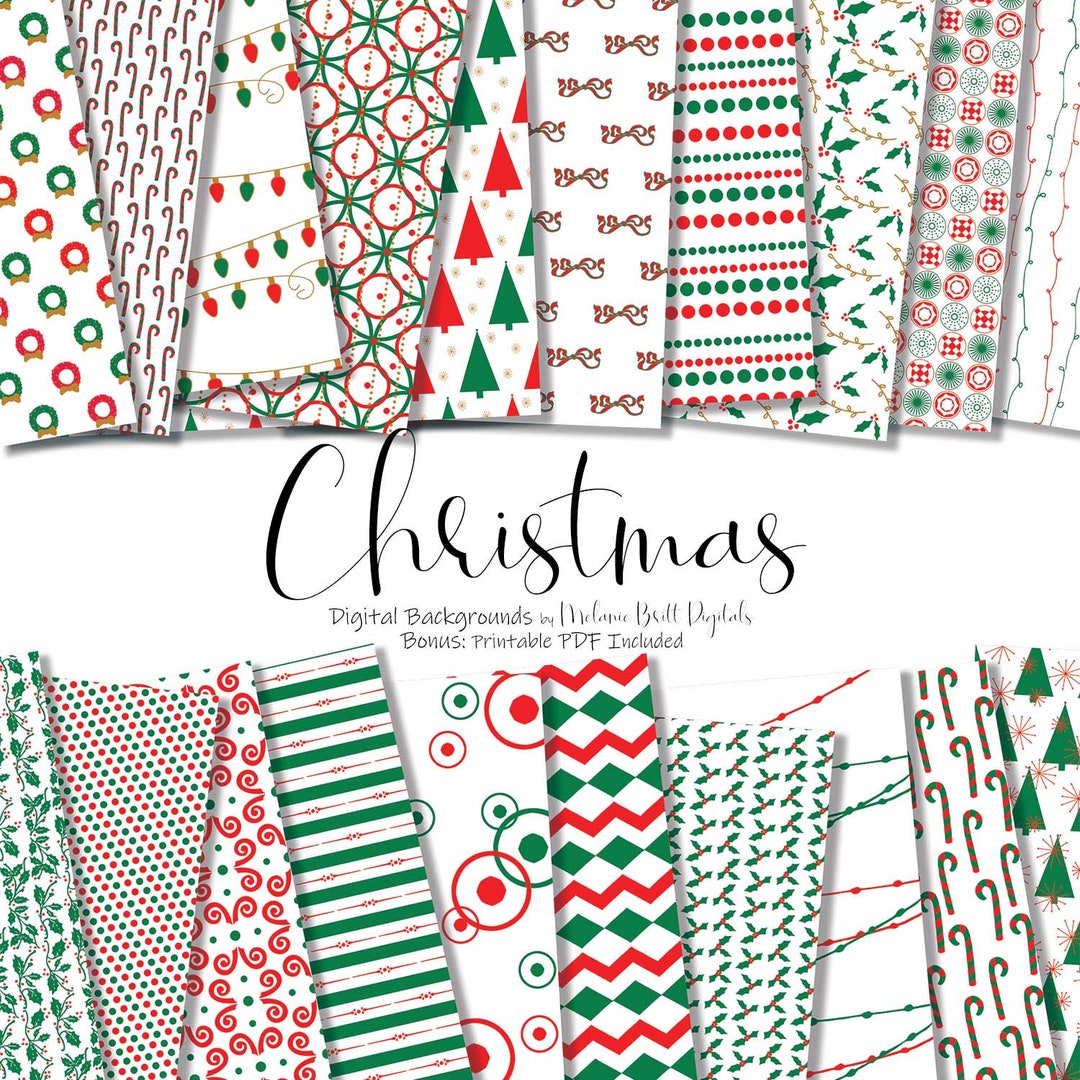 Christmas Digital Paper, Red & Green, Holiday Paper, Pattern Paper ...