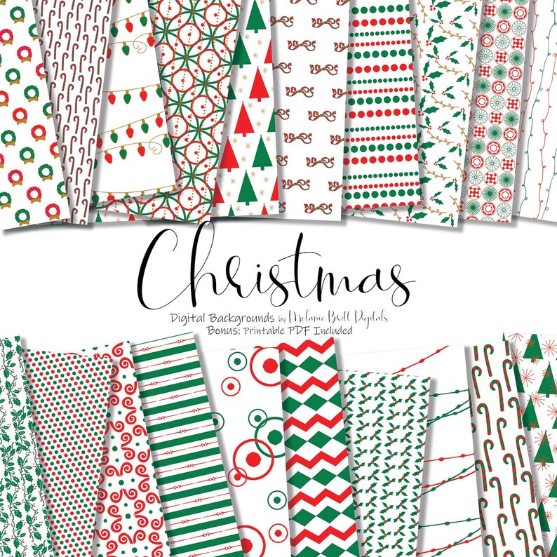 Christmas Digital Paper Red & Green Holiday Paper Pattern - Etsy