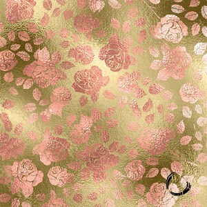 Blush Peach & Gold Floral Foil Digital Paper Download With | Etsy